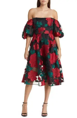 Marchesa Puff Sleeve Cocktail Dresses