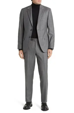 DANIEL HECHTER Norris Stripe Wool Suit - Grey