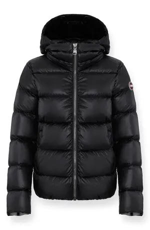 COLMAR Hooded Down Puffer Jacket - Black-dark Steel