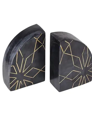 GAURI KOHLI Enchant Marble Bookends, Set Of 2 - Black