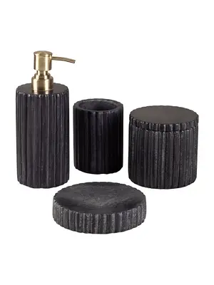 GAURI KOHLI Roksana Marble Bath Accessories, Set Of 4 - Black