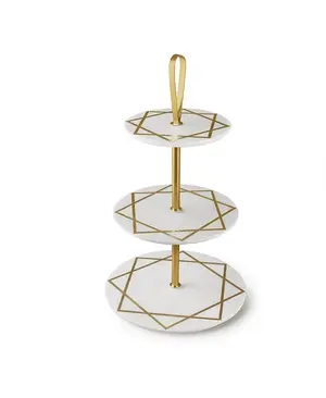 GAURI KOHLI Marbella Three Tier Marble Cake Stand - White