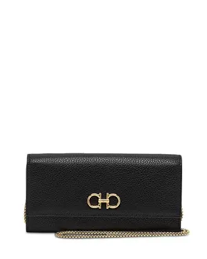 FERRAGAMO Gancini Soft Wallet On Chain - Black.silver
