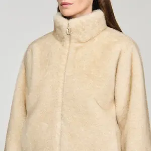 Sandro Faux Fur Jacket - Beige
