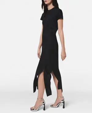 Stella McCartney Lurex Rib Knit Midi Dress - Black/navy