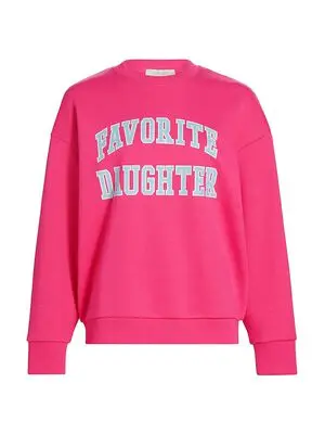 FAVORITE DAUGHTER Collegiate Oversized Logo Cotton-blend Sweatshirt Beetroot Pink