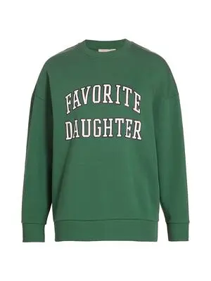 FAVORITE DAUGHTER Collegiate Oversized Logo Cotton-blend Sweatshirt Evergreen