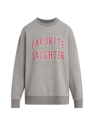 FAVORITE DAUGHTER Collegiate Oversized Logo Cotton-blend Sweatshirt Grey Pink