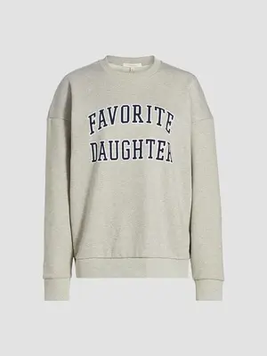 FAVORITE DAUGHTER Collegiate Oversized Logo Cotton-blend Sweatshirt - Heather Grey