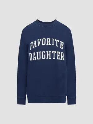 FAVORITE DAUGHTER Collegiate Oversized Logo Cotton-blend Sweatshirt - Navy