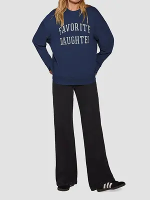 FAVORITE DAUGHTER Collegiate Oversized Logo Cotton-blend Sweatshirt - Navy