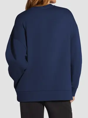 FAVORITE DAUGHTER Collegiate Oversized Logo Cotton-blend Sweatshirt - Navy