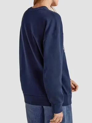 FAVORITE DAUGHTER Collegiate Oversized Logo Cotton-blend Sweatshirt - Navy