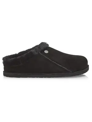 BIRKENSTOCK Men's Zermatt Premium Suede & Shearling Slippers - Black  - Black