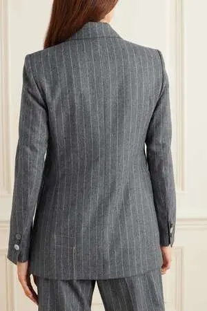 FORTELA Brandy Double-breasted Pinstriped Wool Blazer