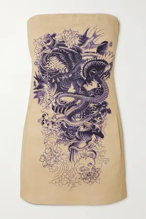JEAN PAUL GAULTIER Strapless Printed Leather Mini Dress