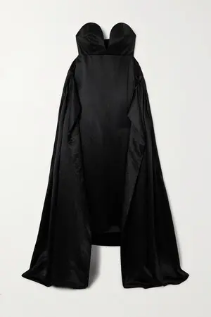 Loewe Strapless Cape-effect Hammered-satin Gown