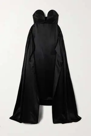 Loewe Strapless Cape-effect Hammered-satin Gown