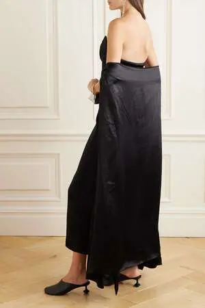 Loewe Strapless Cape-effect Hammered-satin Gown