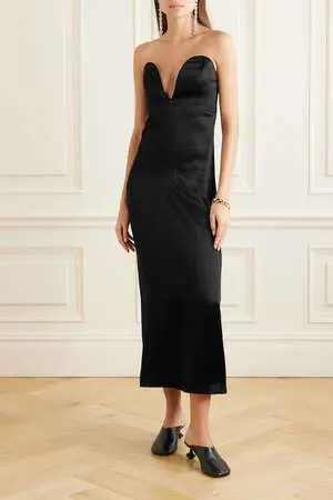 Loewe Strapless Cape-effect Hammered-satin Gown