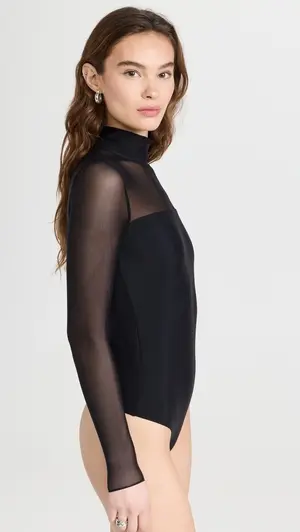 Commando Chic Mesh Long Sleeve Thong Bodysuit