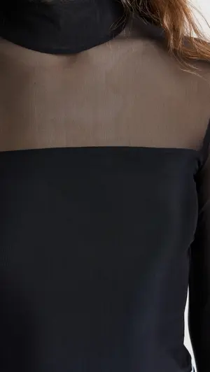 Commando Chic Mesh Long Sleeve Thong Bodysuit