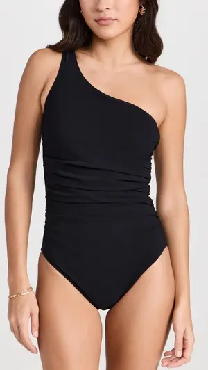 KARLA COLLETTO One-shoulder Ruched One-piece - Black
