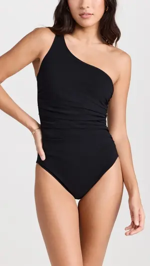 KARLA COLLETTO One-shoulder Ruched One-piece - Black
