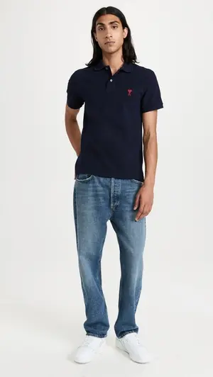 AMI Paris De Coeur Polo Shirt - Night Blue.430