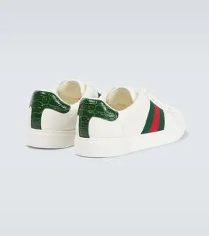 Gucci Ace Web Stripe Leather Sneakers - Multicoloured