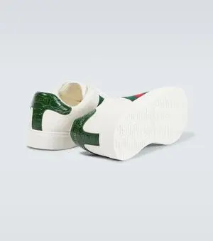 Gucci Ace Web Stripe Leather Sneakers - Multicoloured