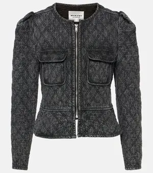 MARANT ETOILE Deliona Quilted Denim Jacket - Grey