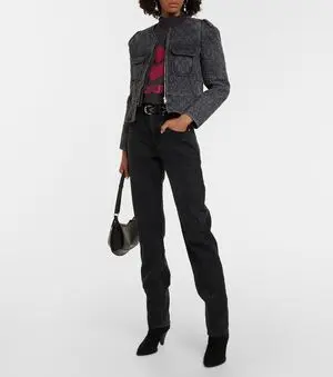 MARANT ETOILE Deliona Quilted Denim Jacket - Grey