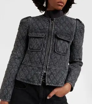 MARANT ETOILE Deliona Quilted Denim Jacket - Grey