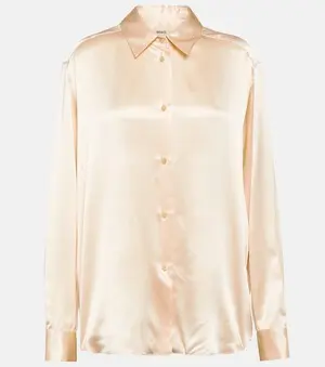 Khaite Argo Silk Charmeuse Blouse - Neutrals
