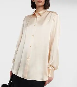 Khaite Argo Silk Charmeuse Blouse - Neutrals