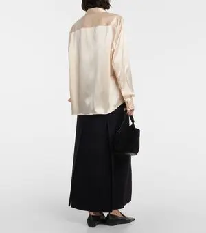 Khaite Argo Silk Charmeuse Blouse - Neutrals