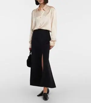 Khaite Argo Silk Charmeuse Blouse - Neutrals