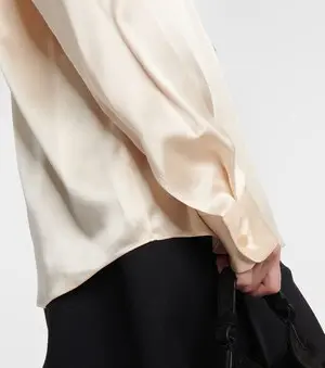 Khaite Argo Silk Charmeuse Blouse - Neutrals