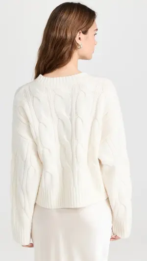 Sablyn Cable Knit Cashmere Sweater - Gardenia