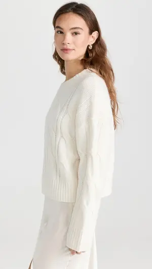 Sablyn Cable Knit Cashmere Sweater - Gardenia