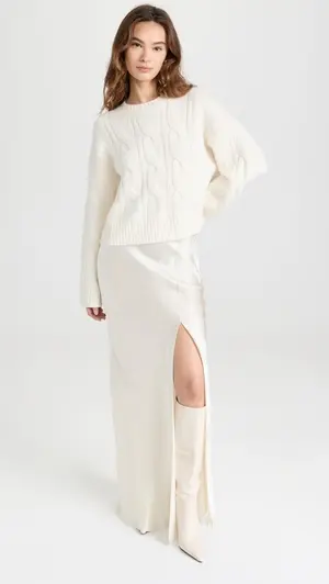 Sablyn Cable Knit Cashmere Sweater - Gardenia