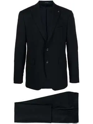 Tagliatore Brooch-detail Single-breasted Suit - Blue