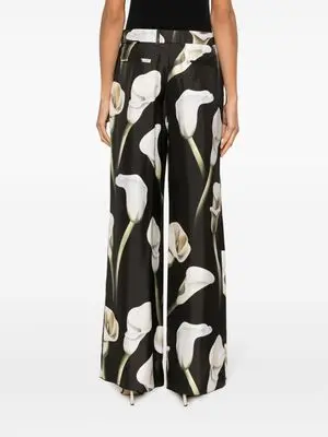 LANVIN Calla Lily-print Silk Trousers