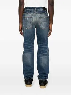 Amiri Logo-patch Ripped Straight-leg Jeans