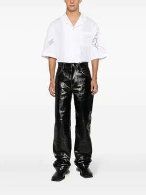 MARINE SERRE Moonogram Leather Trousers