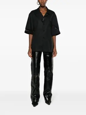MARINE SERRE Moonogram Leather Trousers