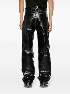 MARINE SERRE Moonogram Leather Trousers