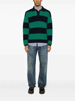 Drole De Monsieur Ribbed-knit Polo-collar Jumper