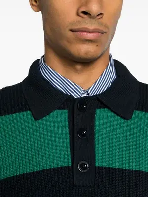 Drole De Monsieur Ribbed-knit Polo-collar Jumper